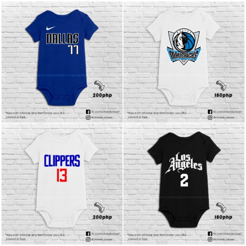 ปัตตาเลี่ยน NBA พิมพ์ลาย NBA กําหนดเองบน Baby Onesie (Dallas Mavericks ...