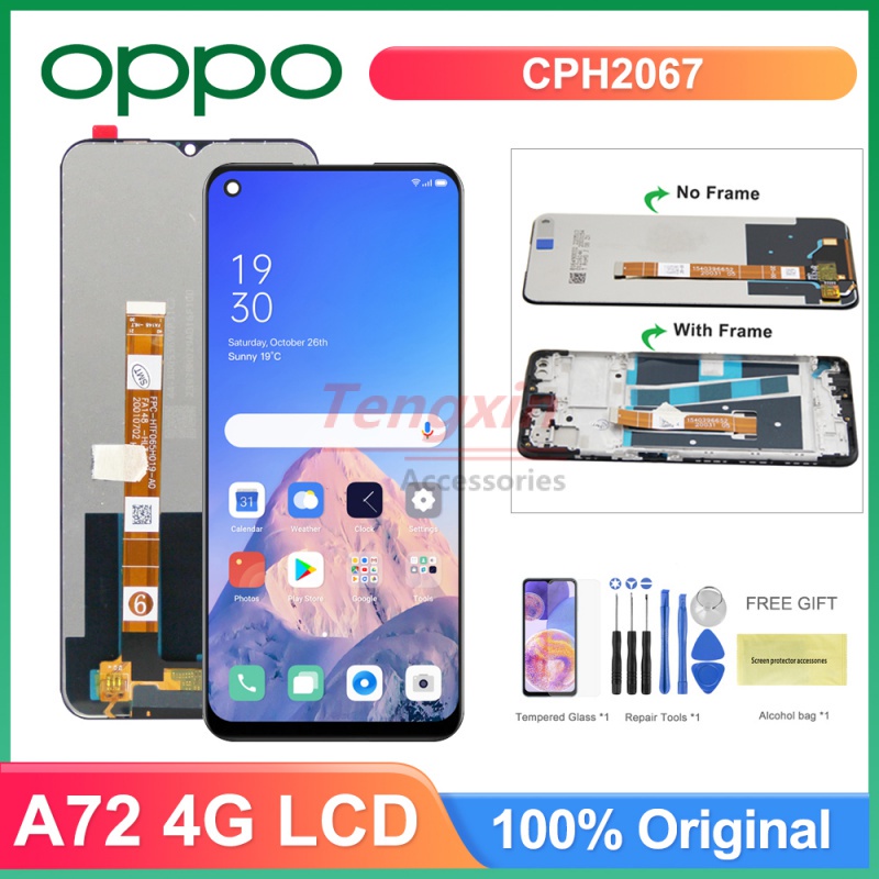 หน้าจอสัมผัสดิจิทัล Lcd 6.5 นิ้ว พร้อมกรอบ แบบเปลี่ยน สําหรับ Oppo A72 ...
