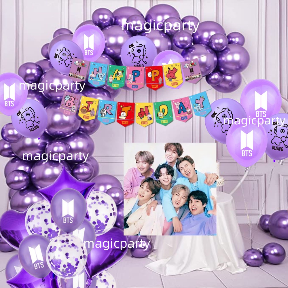 Bts Theme บอลลูน Party Decroations สีม่วง Latex บอลลูน Jungkook V BTS ...