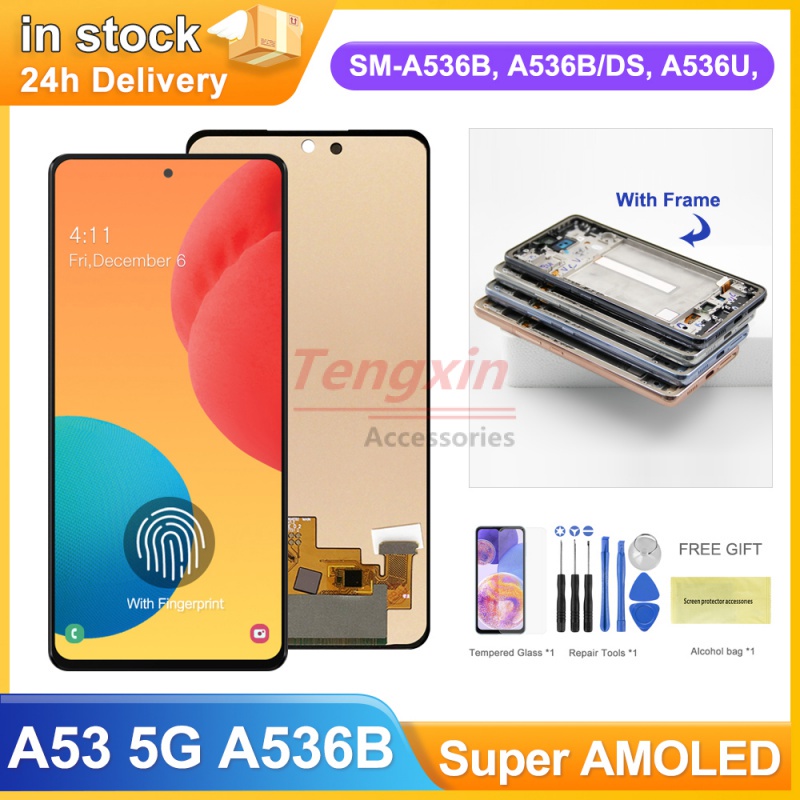 Super AMOLED A53 หน้าจอแสดงผลดิจิทัล Lcd 5G แบบเปลี่ยน สําหรับ Samsung ...