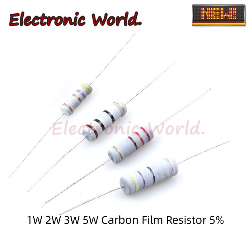 ตัวต้านทานฟิล์มคาร์บอน 1W 2W 3W 5W 5% 100R 120R 130R 150R 160R 180R ...