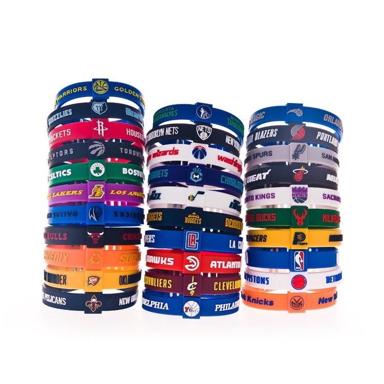 NBA Bracelet Bangle Basketball Silicone Adjustable Ball Team Logo ...