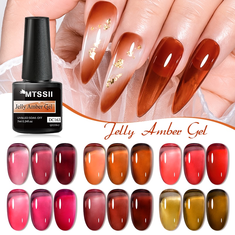 MTSSII 7ml Jelly amber Gel Nail Translucent Nail Gel Soak Off Pure ...