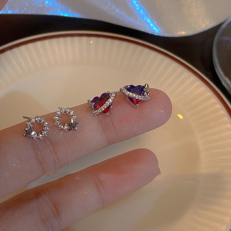 Jojo COCO ต่างหูเข็มเงิน S925 ประดับเพชร รูปหัวใจ สไตล์เกาหลี สําหรับผู้หญิง | Shopee Thailand