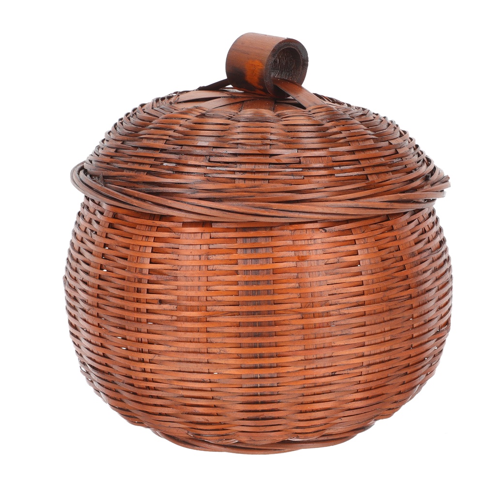 Wicker Storage Baskets Lids Retro Pumpkin Basket Rattan Braid Chess ...