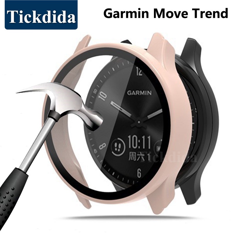 กระจกนิรภัย + เคส สําหรับ Garmin Move Trend Screen Protector Frame ...