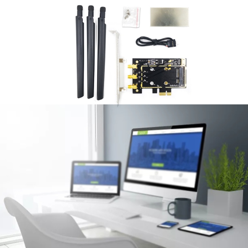 R* การ์ดอะแดปเตอร์ไร้สาย MINI PCIE เป็น PCIE AC รองรับ BCM94352 7260AC ...