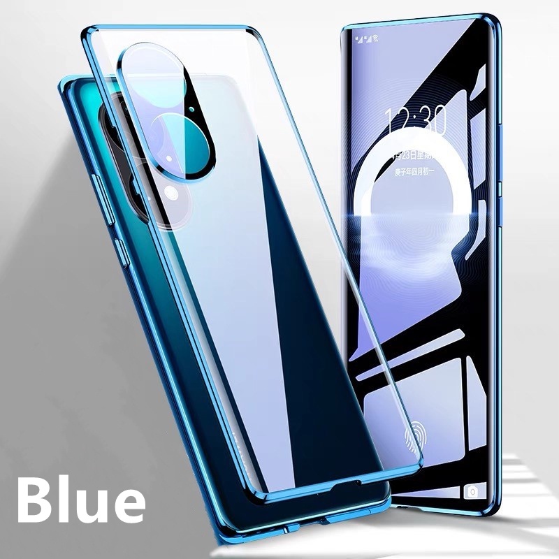 การดูดซับแม่เหล็ก Hard Case สําหรับ Huawei P50 กระเป๋า P40 P30 Pro Lite กระจกนิรภัยด้านหน้า ...