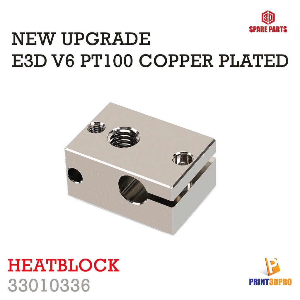 Heatblock New Upgrade E3D V6 PT100 Copper Plated Heating Blocks 3D ...