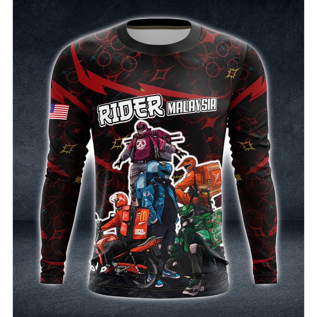 ใหม่ เสื้อแขนยาว ลาย Sublimation Baju Group Rider Malaysia Grab ...