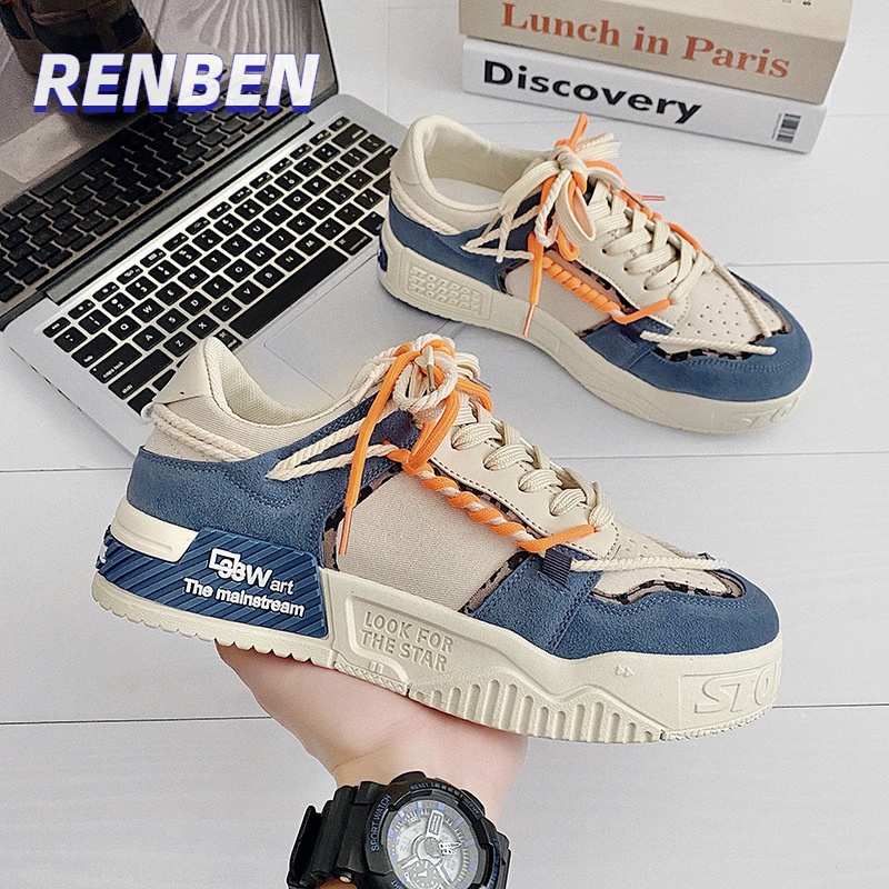 RENBEN รองเท้าบอร์ดออกแบบเฉพาะใหม่รองเท้าหัวโต INS ลำลองพอร์ตลมชุดป่าฮาราจูกุแนวโน้มรองเท้า ...