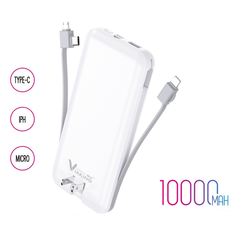 พาวเวอร์แบงค์ Viaking XGB030 Cable 3 in1 พอร์ต Type-C, Micro, iph, ขา ...