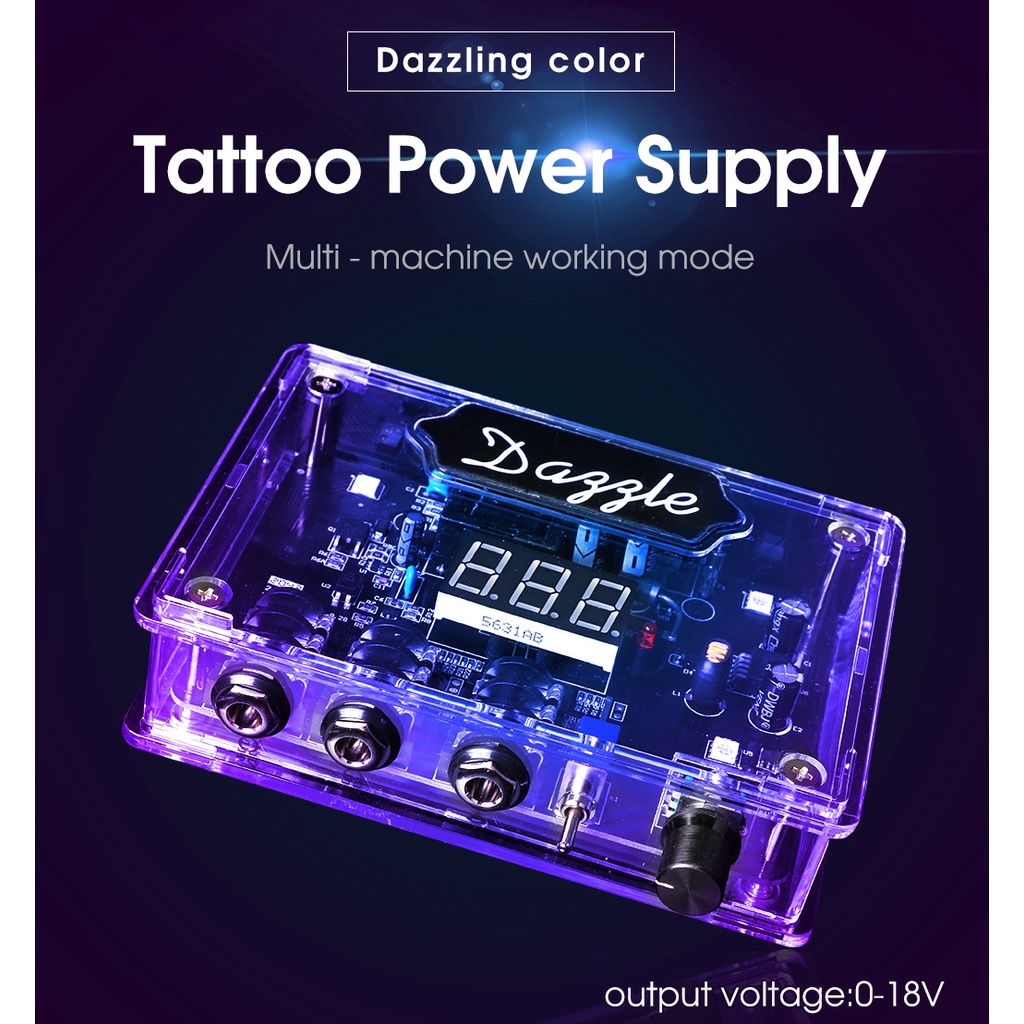 Dazzling พาวเวอร์ซัพพลายสัก 0-18V เอาท์พุท สีรุ้ง พร้อมรูเครื่อง PMU ...