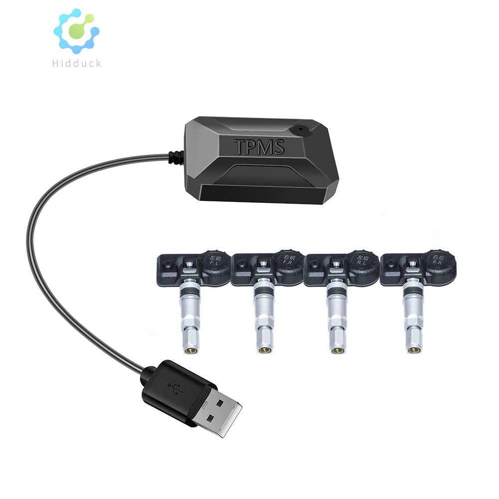 ระบบเตือนภัยแรงดันลมยางรถยนต์ USB TPMS สําหรับเครื่องเล่นนําทาง Android ระบบส่งสัญญาณไร้สาย ...