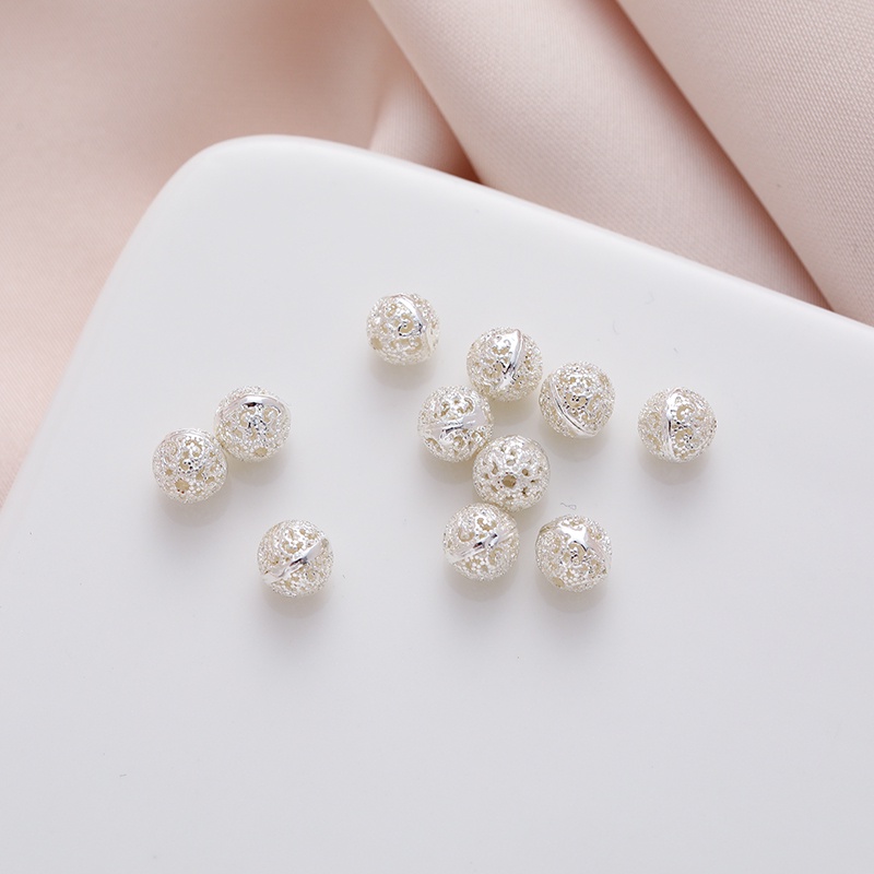 Spacer ลูกปัด Hollow ลูกปัด 6 มม.DIY Handmade Silver-Covered สี ...