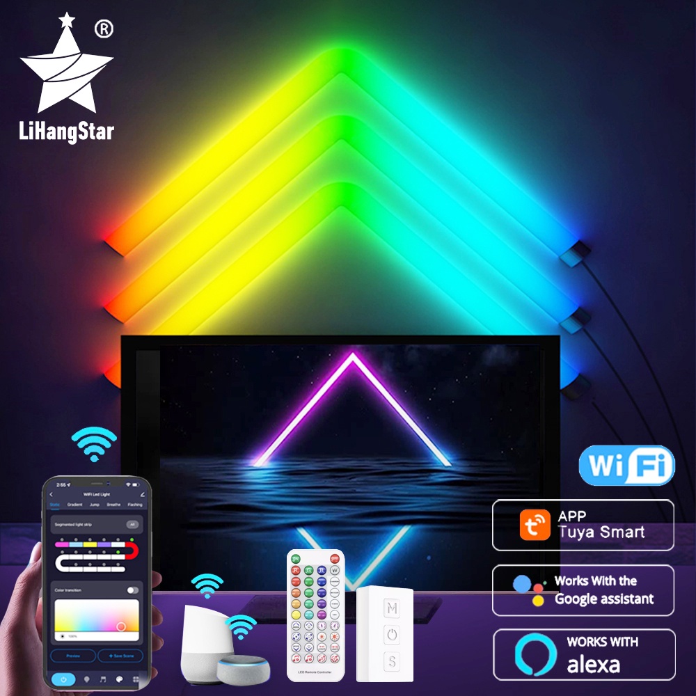 โคมไฟติดผนัง LED RGBIC บลูทูธ WIFIAPP ควบคุมด้วยเสียงเพลง ซิงค์ไฟ ...