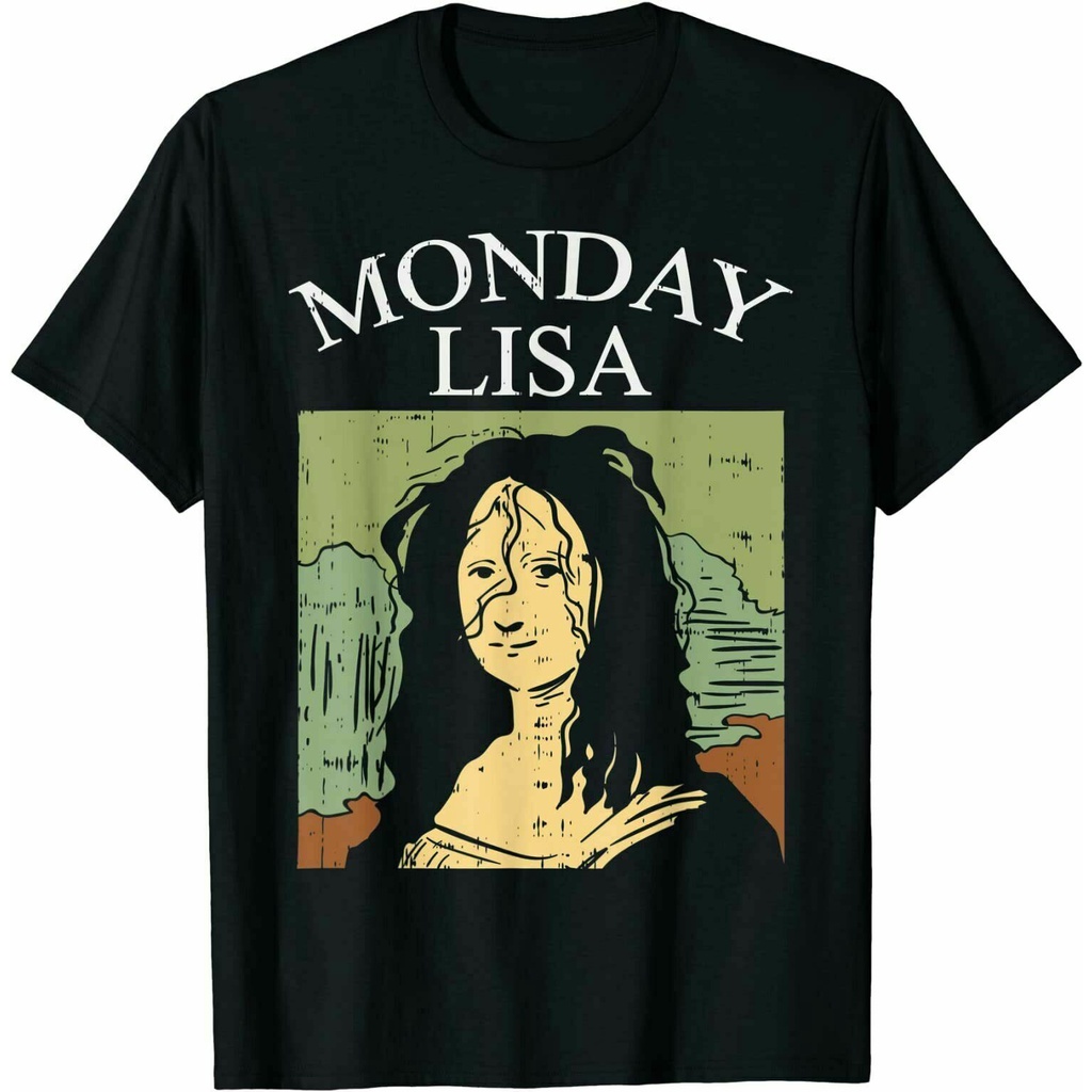 ใหม่ เสื้อเชิ้ตแฟชั่น พิมพ์ลาย Monday Lisa Funny Meme Art Parody ...