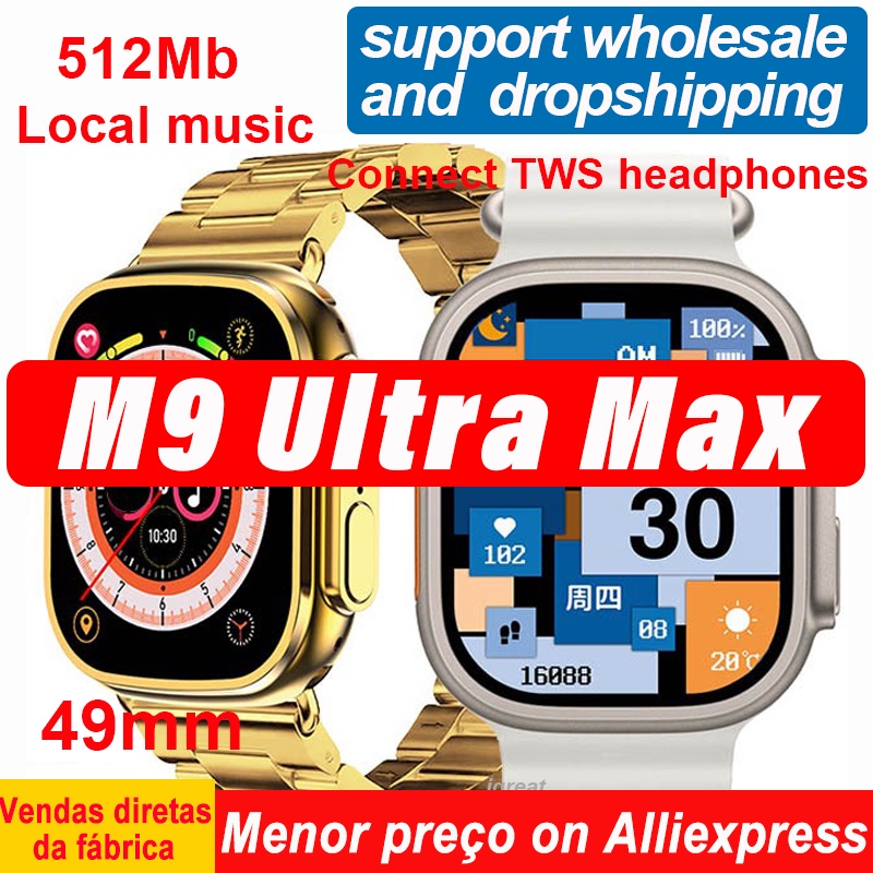 M9 Ultra Max สมาร์ทวอทช์ เข็มทิศ 128MB หน่วยความจําขนาดใหญ่ เชื่อมต่อ ...