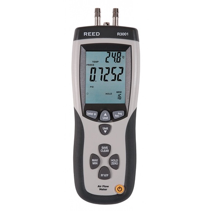 REED Instruments R3001 Pitot Tube Anemometer and Differential Manometer ...