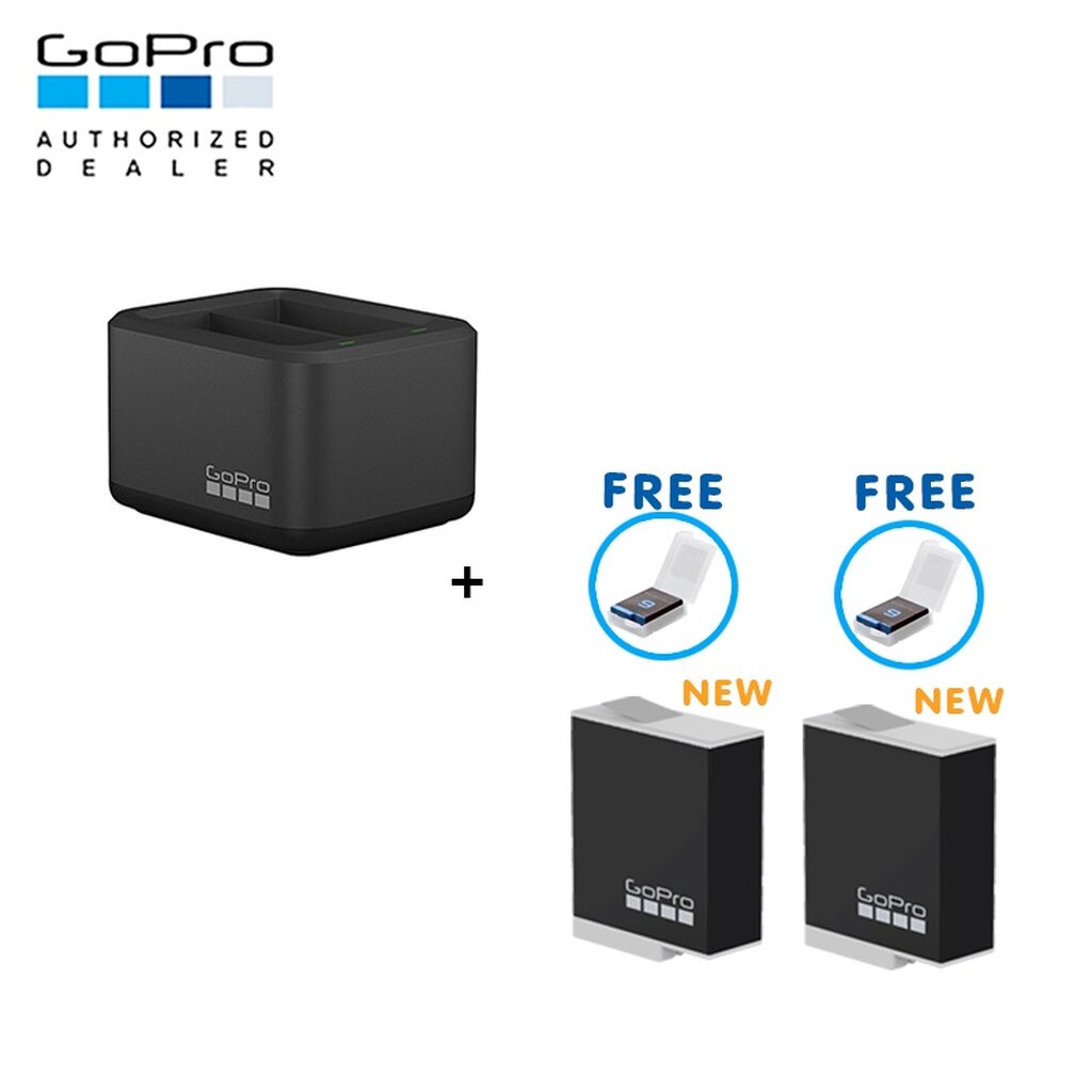 GoPro 12 / 11 / 10 / 9 GoPro Dual Battery Charger + Enduro Battery x 2 ...
