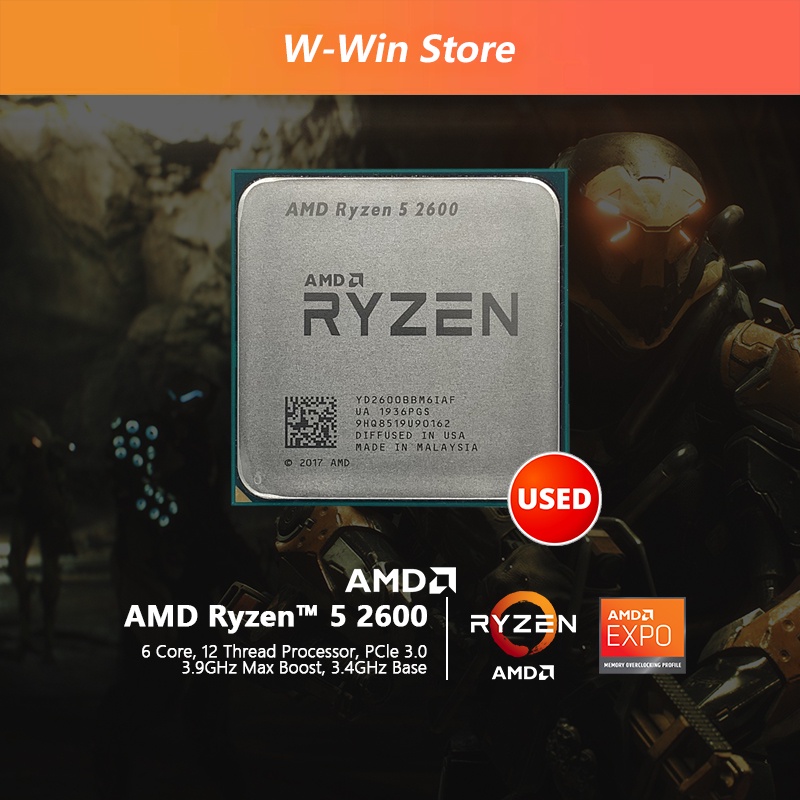 ซ็อกเก็ตพัดลม CPU AMD Ryzen 5 2600 R5 2600 3.4 GHz 6-core 12-core 65W yd2600bbm6iaf AM4 | Shopee ...
