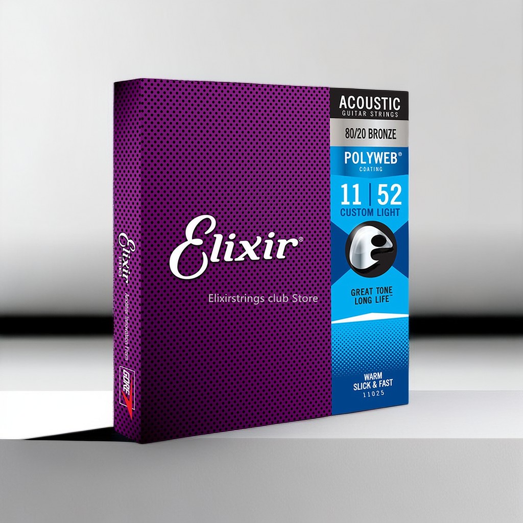 สายกีตาร์อะคูสติก 11025 Elixir 80/20 ทองแดง .011 .015 .022 .032 .042 ...