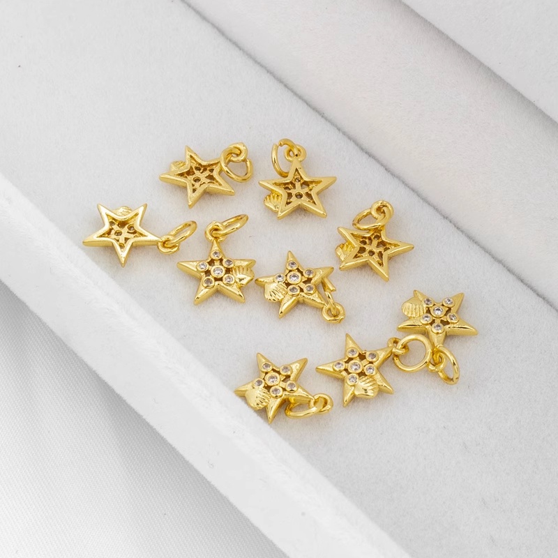 จี้ diy 14K Gold Zircon Shell อุปกรณ์ดาวห้าแฉกสีการเก็บรักษาทําด้วยมือ | Shopee Thailand