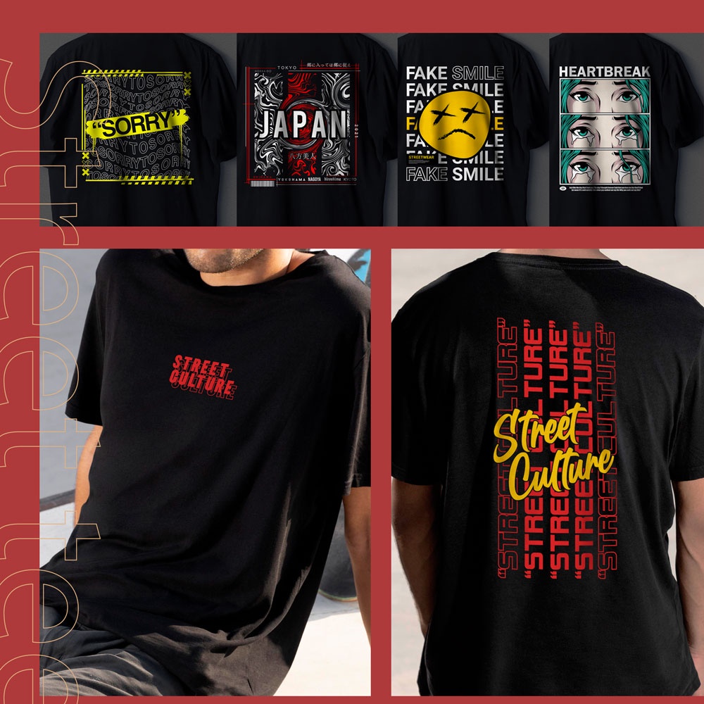 Street T-shirt Unisex เสื้อยืด แนวสตรีท ใส่ได้ทุกเพศ Street culture set ...