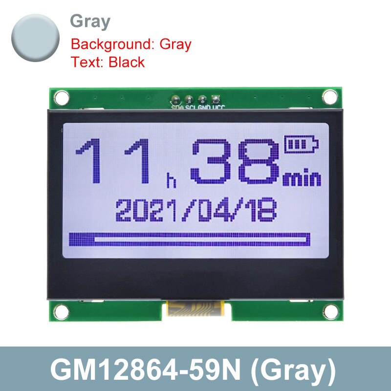 โมดูลหน้าจอ LCD 12864 IIC 128x64 I2C ST7567S COG LCM 128x64 สําหรับ ...