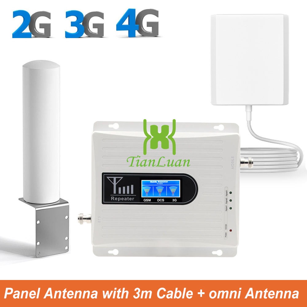 New Version !!! Tri-Band 3/1/8 4G Cellular Amplifier 2G 3G 4G Signal Repeater 900/1800/2100 MHz ...