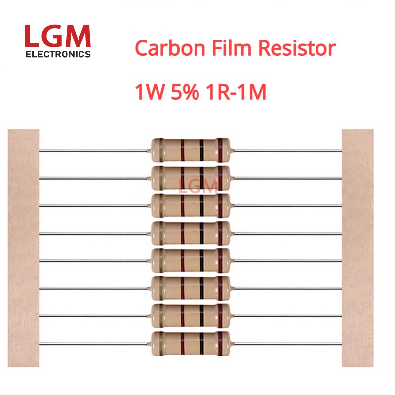 ตัวต้านทานฟิล์มคาร์บอน 1W 5% 1R-1M 1R 10R 22R 47R 51R 100R 1K 2K 4.7K 10K 22K 47K 100K 100 ชิ้น ...