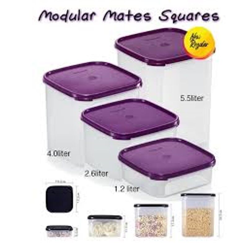 TUPPERWARE (New Regular) ทัปเปอร์แวร์ โมดูลาร์ Mates Squares (สีม่วง ...
