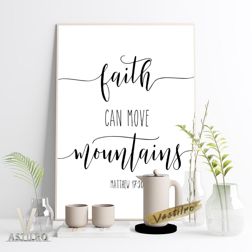 Matthew Faith Can Move Mountains Scripture Art พิมพ์โปสเตอร์ Bible ...