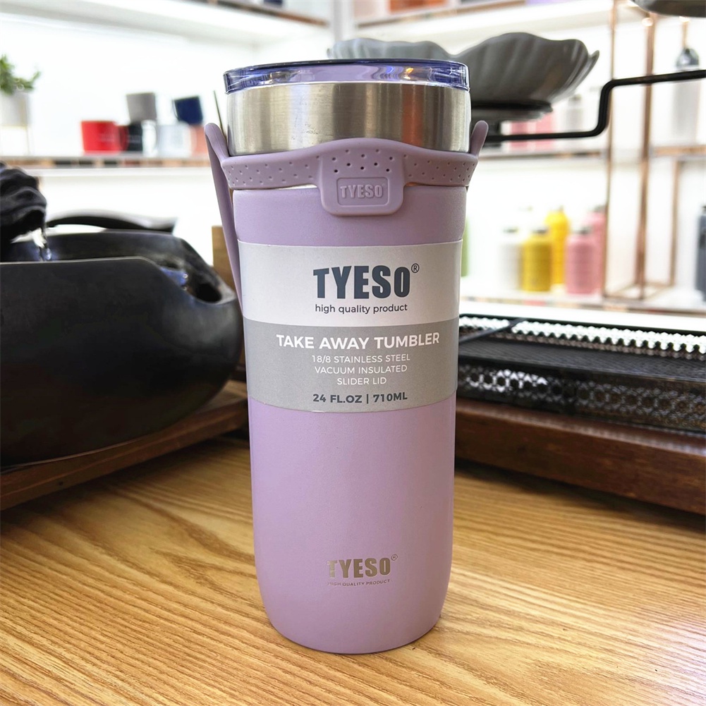 TYESO Tumbler สแตนเลสหุ้มฉนวนสูญญากาศแก้วกาแฟขวดน้ำ Handle 550ML 710ML | Shopee Thailand