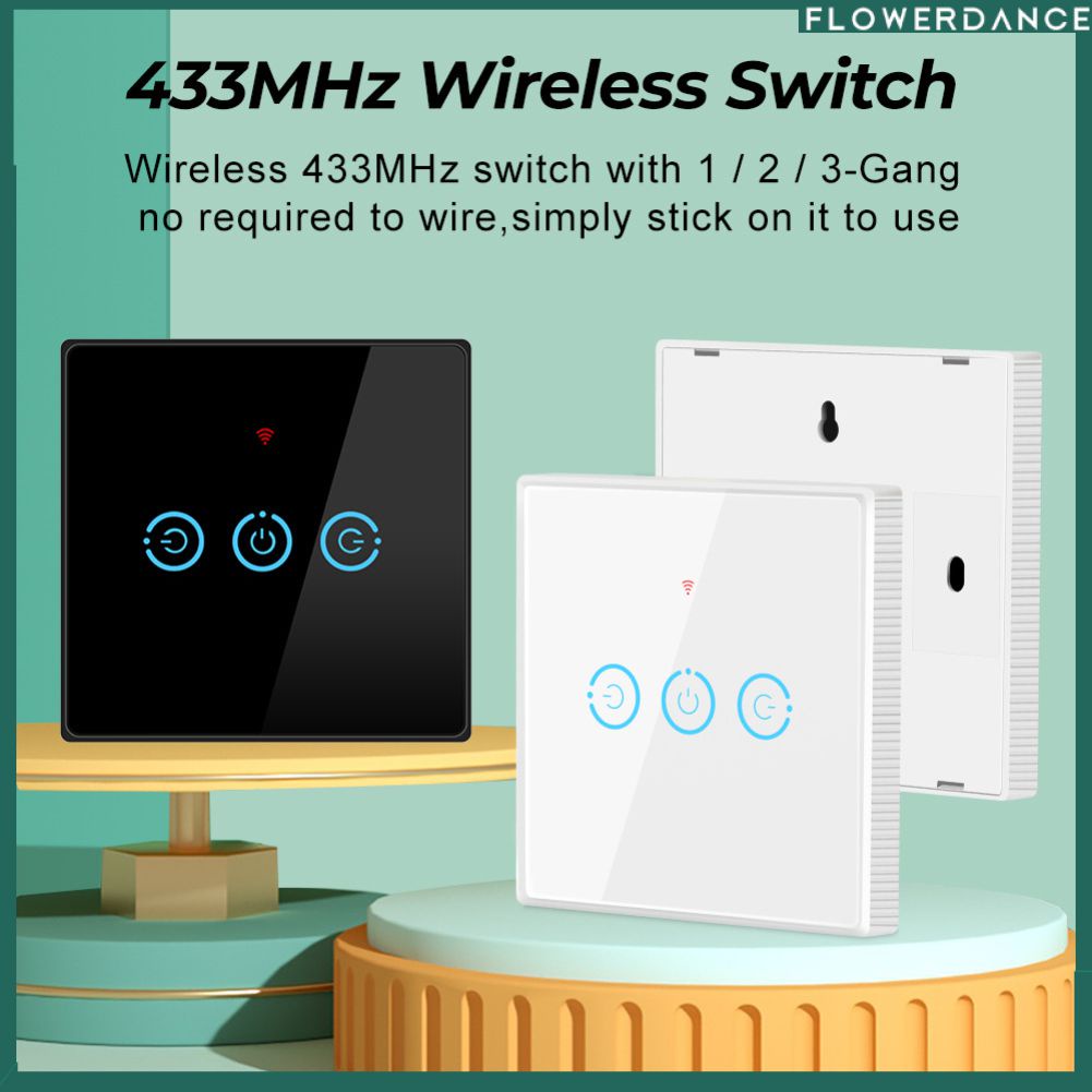 1/2/3 Gang Wiring Free Rf 433 Wireless Switch Smart Wall Touch Switch Support Two Way Control ...