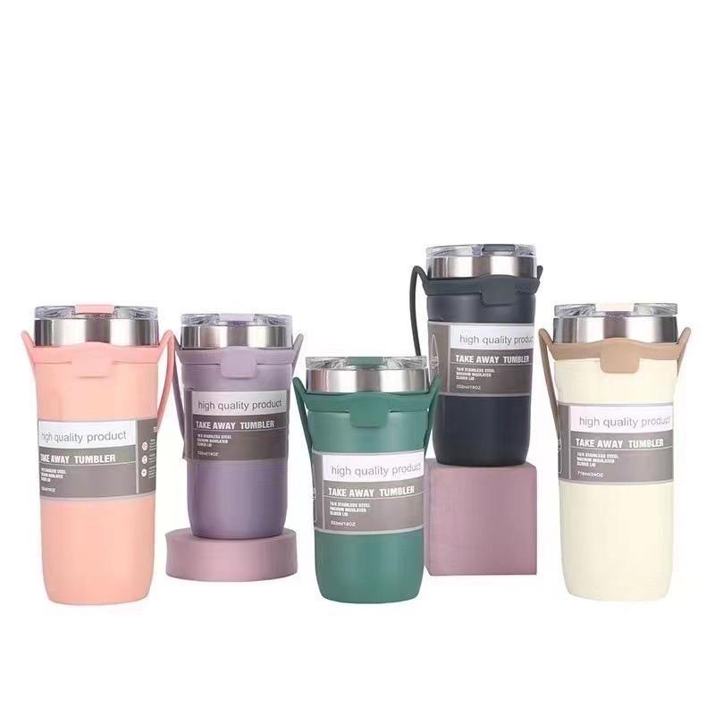 กระบอกน้ำเก็บอุณหภูมิ 710ML 550ML พร้อมซิลิโคนที่หิ้ว กระบอกน้ำ ขนาดพกพาสะดวก มีหลายสีให้เลือก ...