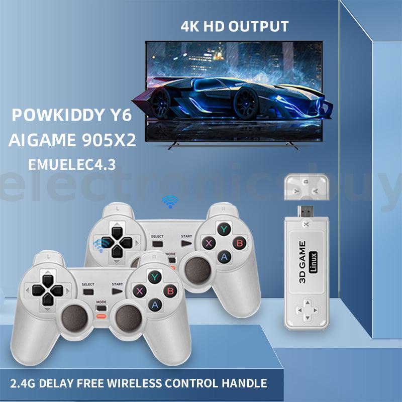 Powkiddy Y6 เครื่องเล่นเกมวิดีโอเกม ไร้สาย 2.4G 3D ขนาดเล็ก พกพาง่าย 4K | Shopee Thailand