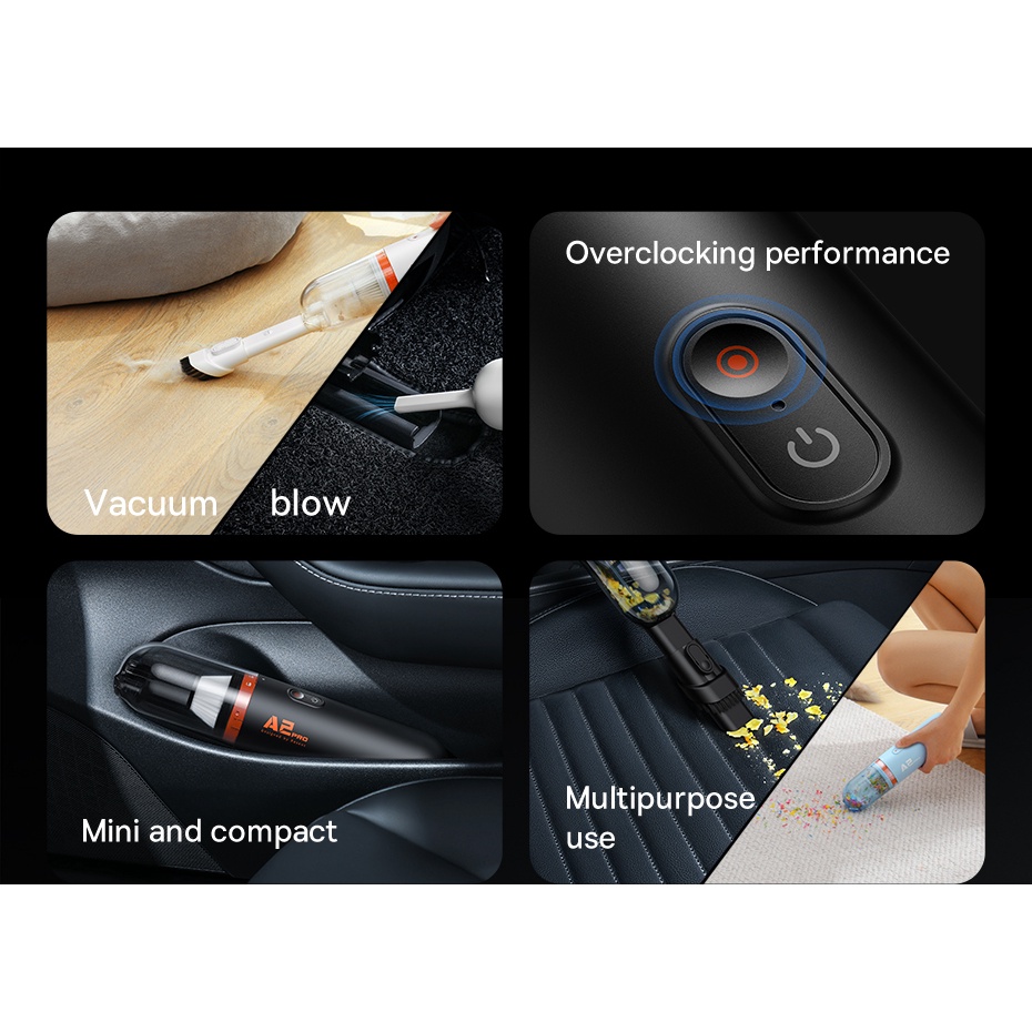 Baseus A2 Pro เครื่องดูดฝุ่นในรถยนต์ 6000Pa สําหรับทําความสะอาดรถ เครื่องดูดฝุ่นในรถ ...