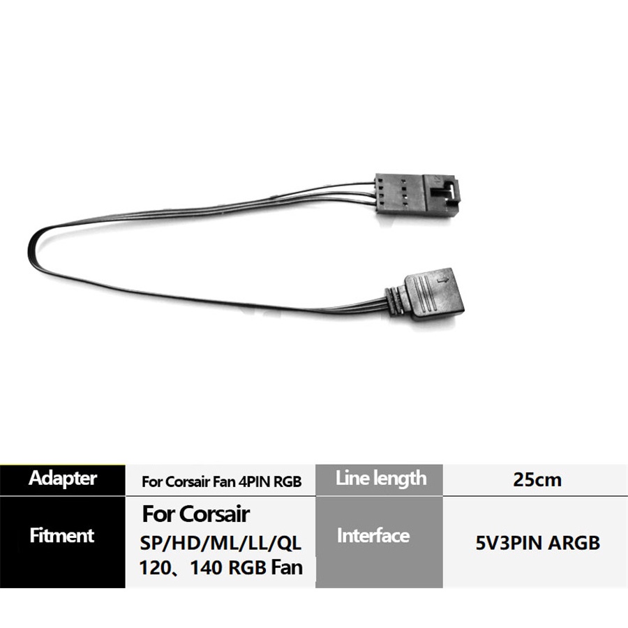 อะแดปเตอร์เมนบอร์ด 3Pin 5V RGB (Aura/Mystic Light) เป็น Corsair Fan ...