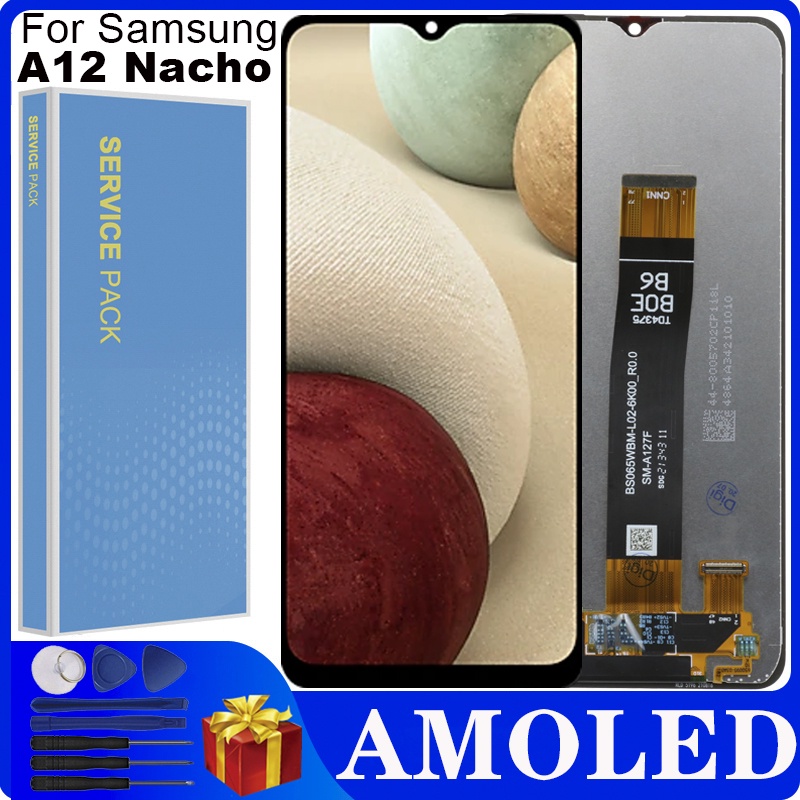 ใหม่ 6.5 "; A127F LCD สําหรับ Samsung Galaxy A12 Nacho LCD A127 A127M ...