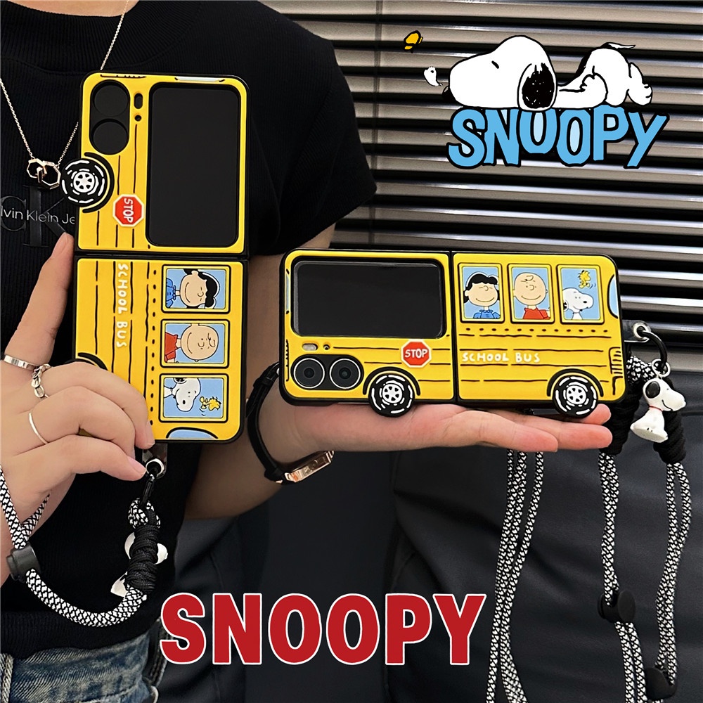 เคสโทรศัพท์ซิลิโคน PC แข็ง ลายการ์ตูน Snoopy Bus สําหรับ OPPO Find N2 ...