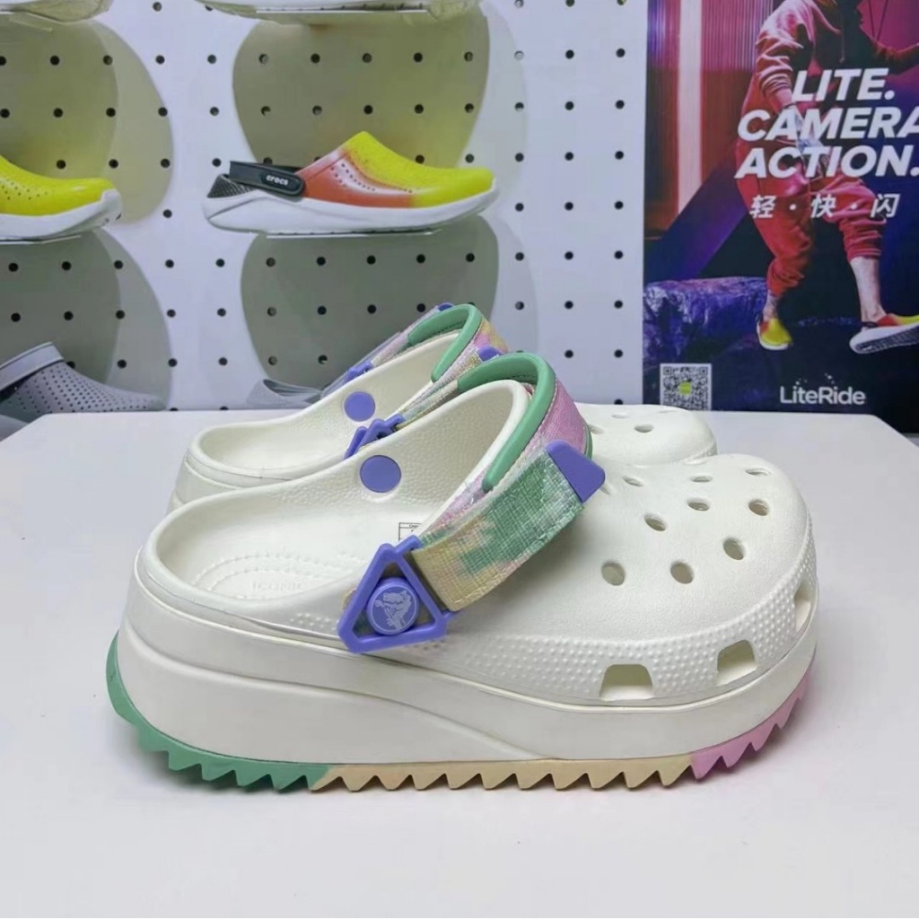 รองเท้าแตะ Crocs พื้นหนา แต่งรูกลวง สําหรับผู้หญิง 206772 รองเท้าแตะ ...