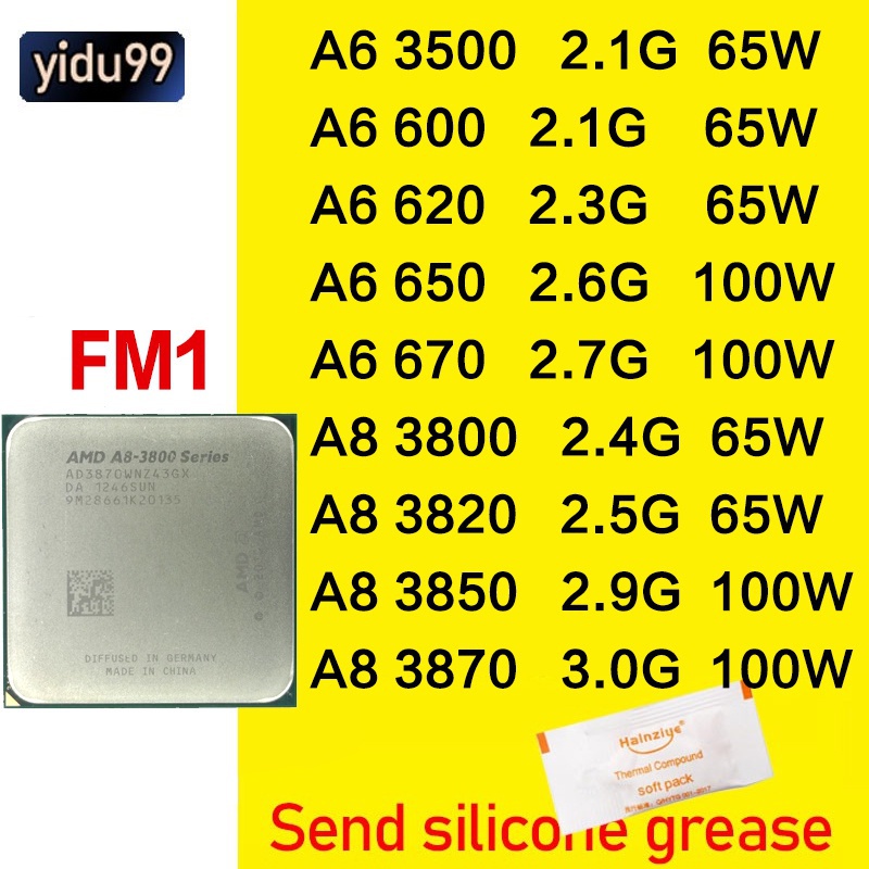 เมนบอร์ดคอมพิวเตอร์ AMD A6 3650 3670 3500 A8 3850 3870K A8 3800 3820 A4 3500 3600 3620 CPU Quad ...
