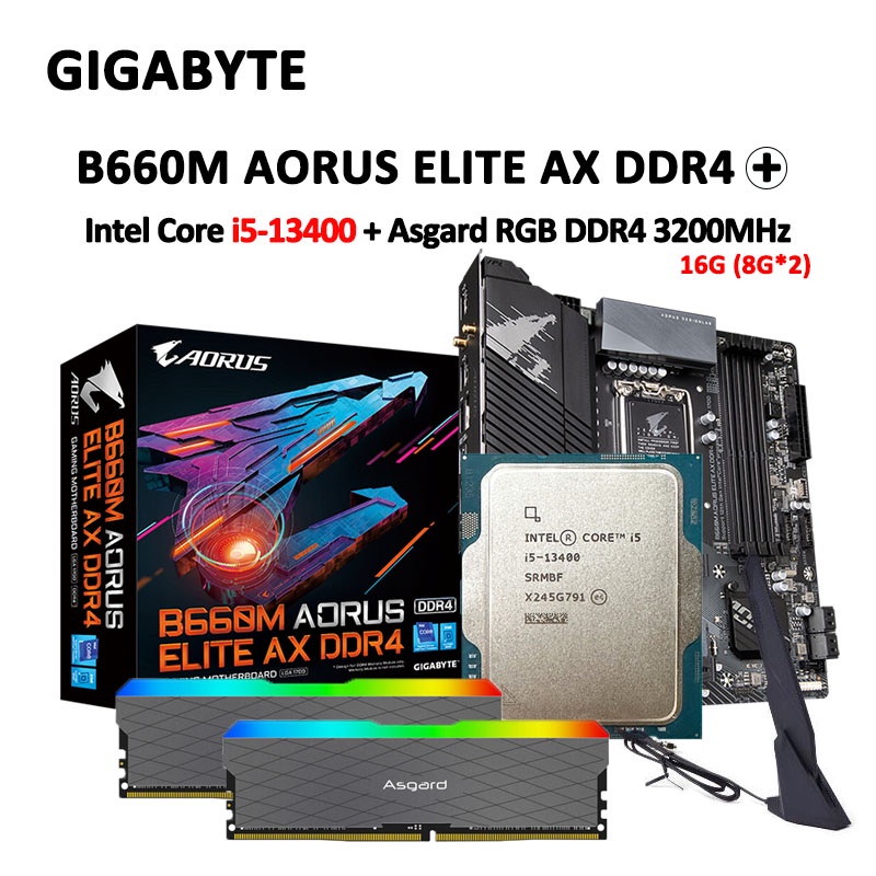 Intel Core i5 13400 CPU + GIGABYTE B660M AORUS ELITE AX DDR4 + Asgard ...