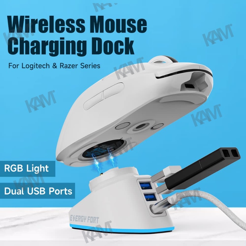 Kam ที่ชาร์จเมาส์เกมมิ่งไร้สาย RGB และ USB 2 ช่อง สําหรับ Logitech G403 ...