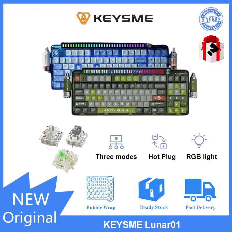 Keysme Lunar01 คีย์บอร์ดไร้สาย ไฟ RGB สามโหมด | Shopee Thailand