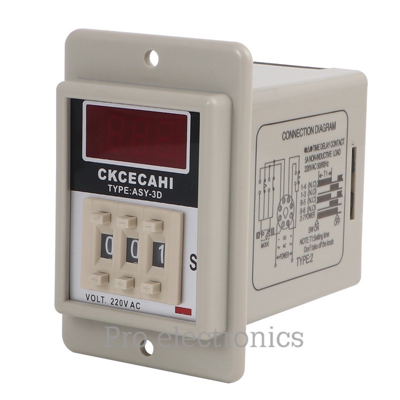 Asy 3d Ac 220โวลต์2no แถมซ๊อกเก็ต 2nc 999วินาที999secหลักจอแสดงผลtimer R Elay Shopee Thailand