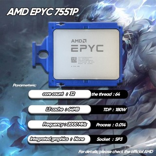 ซ็อกเก็ตโปรเซสเซอร์ CPU AMD EPYC 7551P New 2.0 GHz 32-Core 64-Thread ...