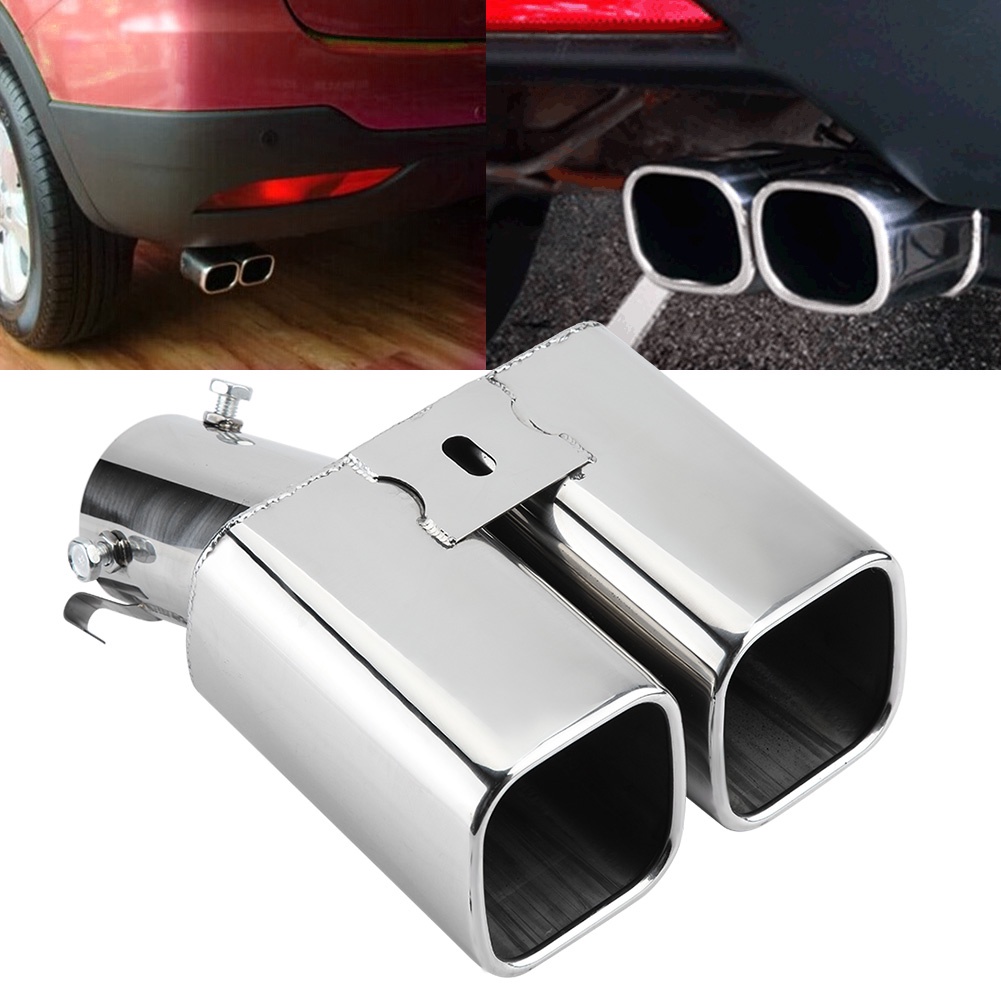 JOY Motor สแตนเลสรถ Dual Outlet ท่อไอเสียปลายท่อไอเสียด้านหลังคอสำหรับ ...