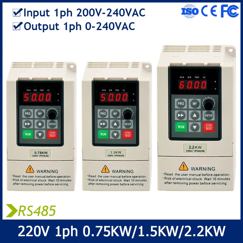 VFD Inverter 0.4KW0.75KW1.5KW2.2KW Single-phase Input 1-phase Output 220V Variable Frequency ...